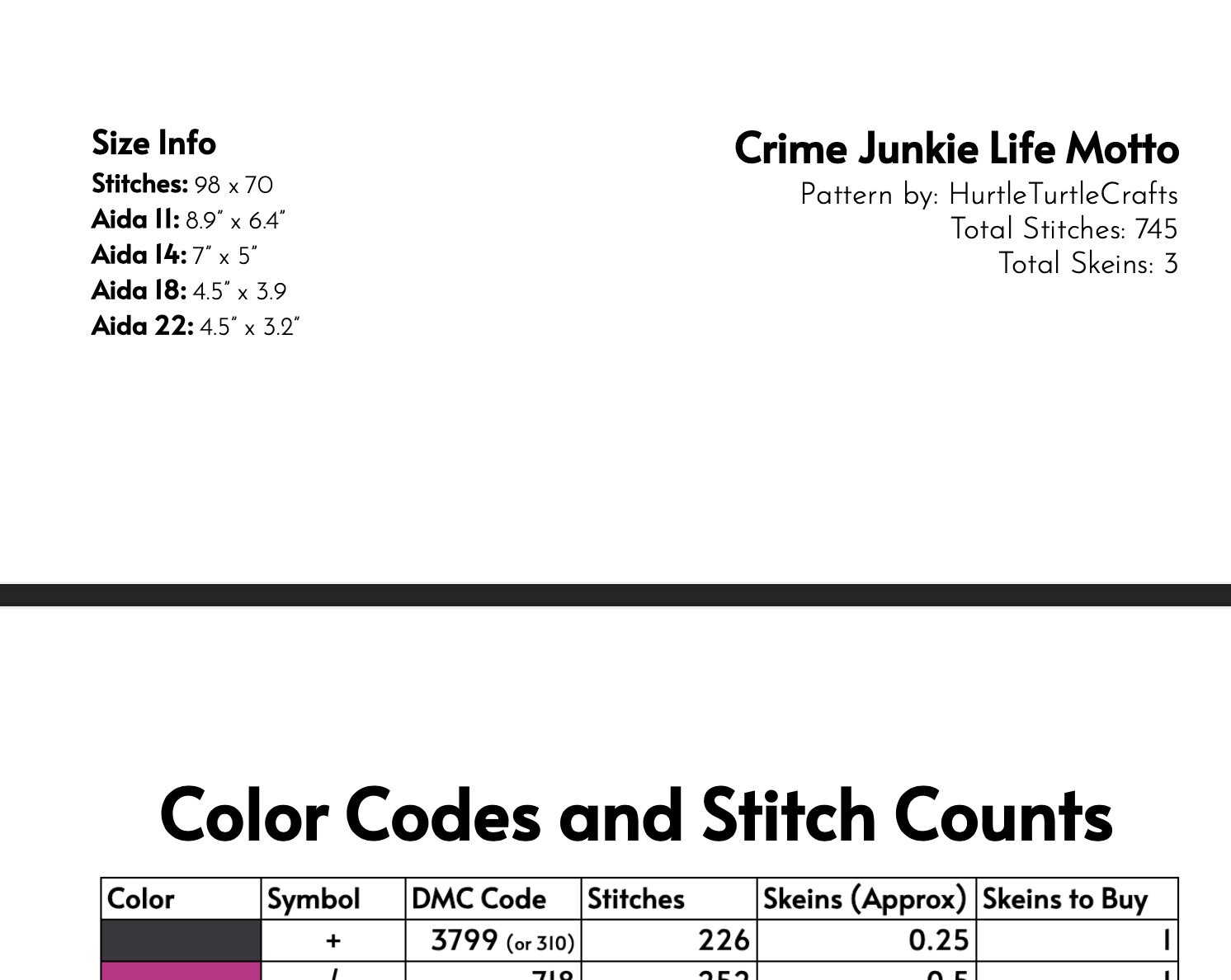 Crime Junkie Motto Cross Stitch Kit - Etsy