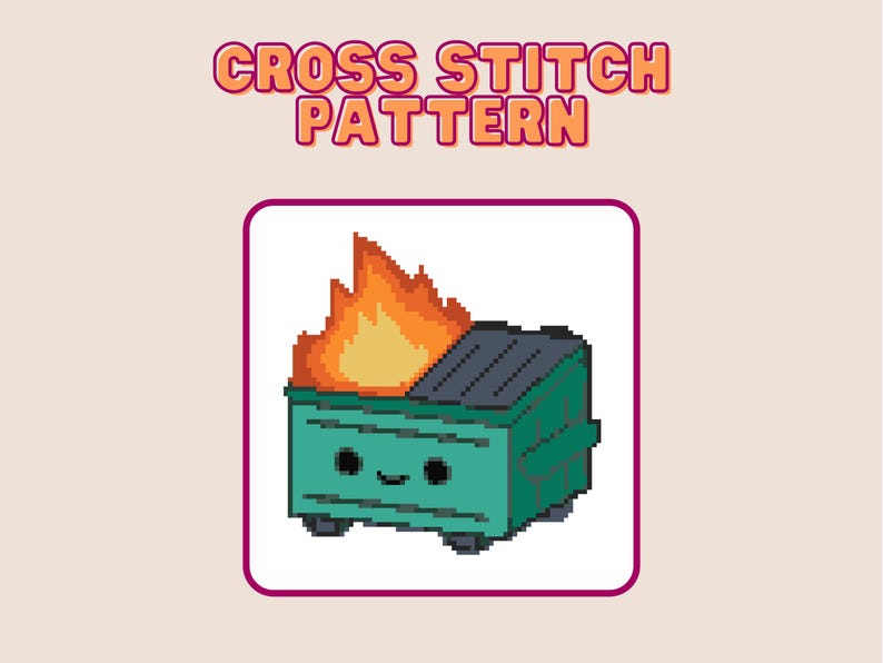 Dumpster Fire Cross Stitch Pattern - Etsy