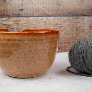 Yarn Bowl Fiery Orange Wool Bowl Stoneware Knitting and | Etsy