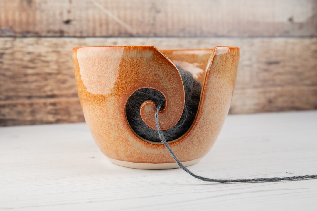 Yarn Bowl Fiery Orange Wool Bowl Stoneware Knitting and Crochet Bowl - Etsy