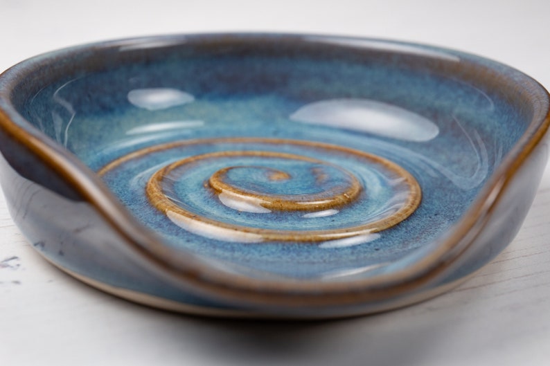 Spoon Rest Blue Stoneware Pottery Handmade Ceramic Kitchen | Etsy