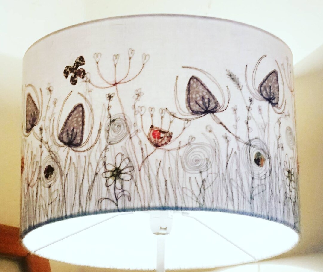 Free Hand Machine Embroidery Lampshade - Etsy UK