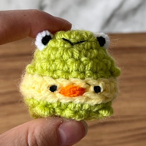 Frog With a Duck Floatie Crochet Plush - Adorable Small Plushie Frog ...