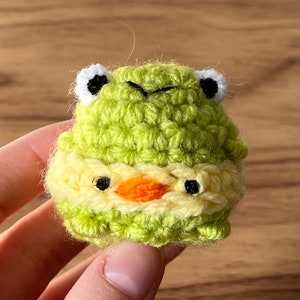 Frog With a Duck Floatie Crochet Plush - Adorable Small Plushie Frog ...