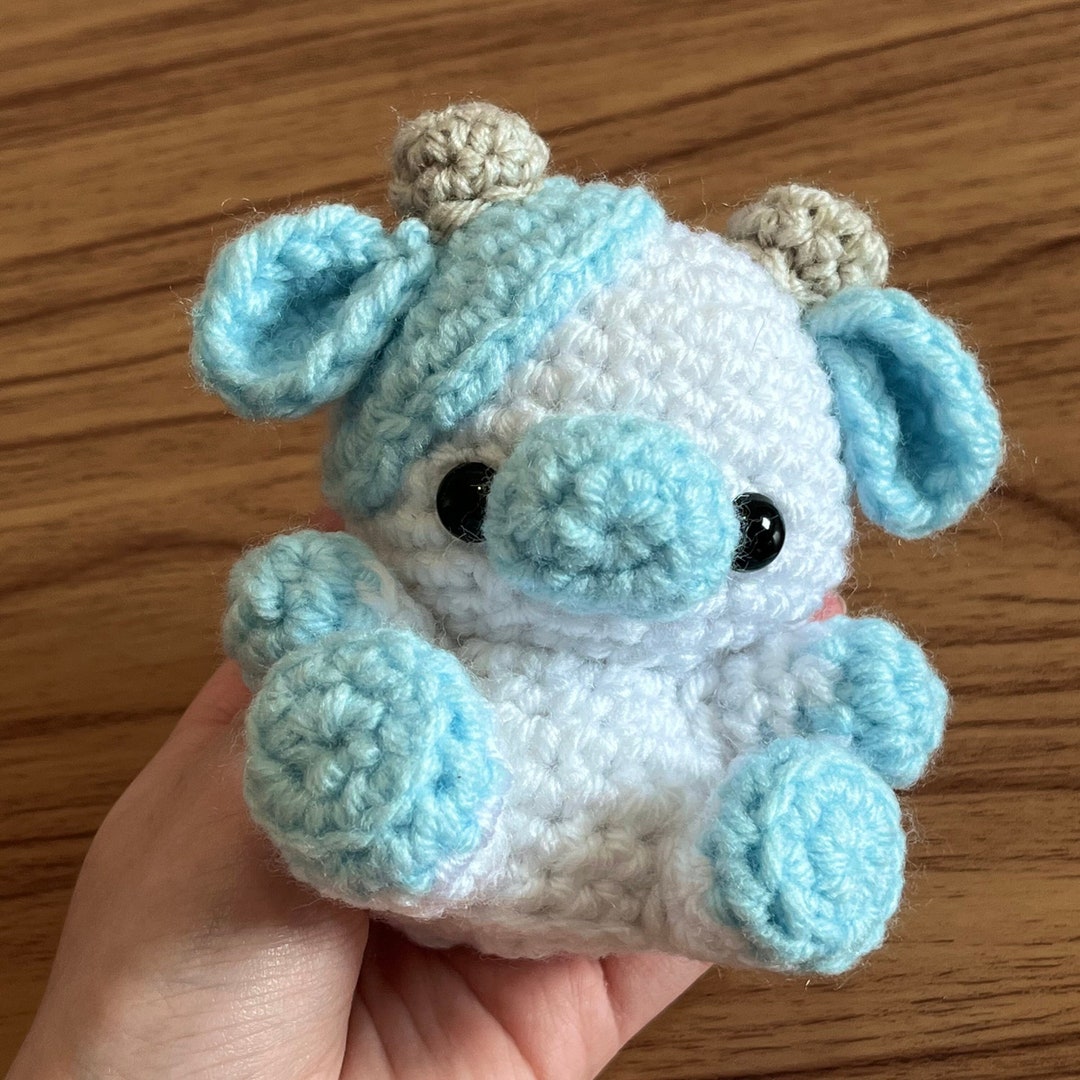 Crochet Baby Blue Cow Plushie - Amigurumi Cow Plush Pastel Plushie Cow ...