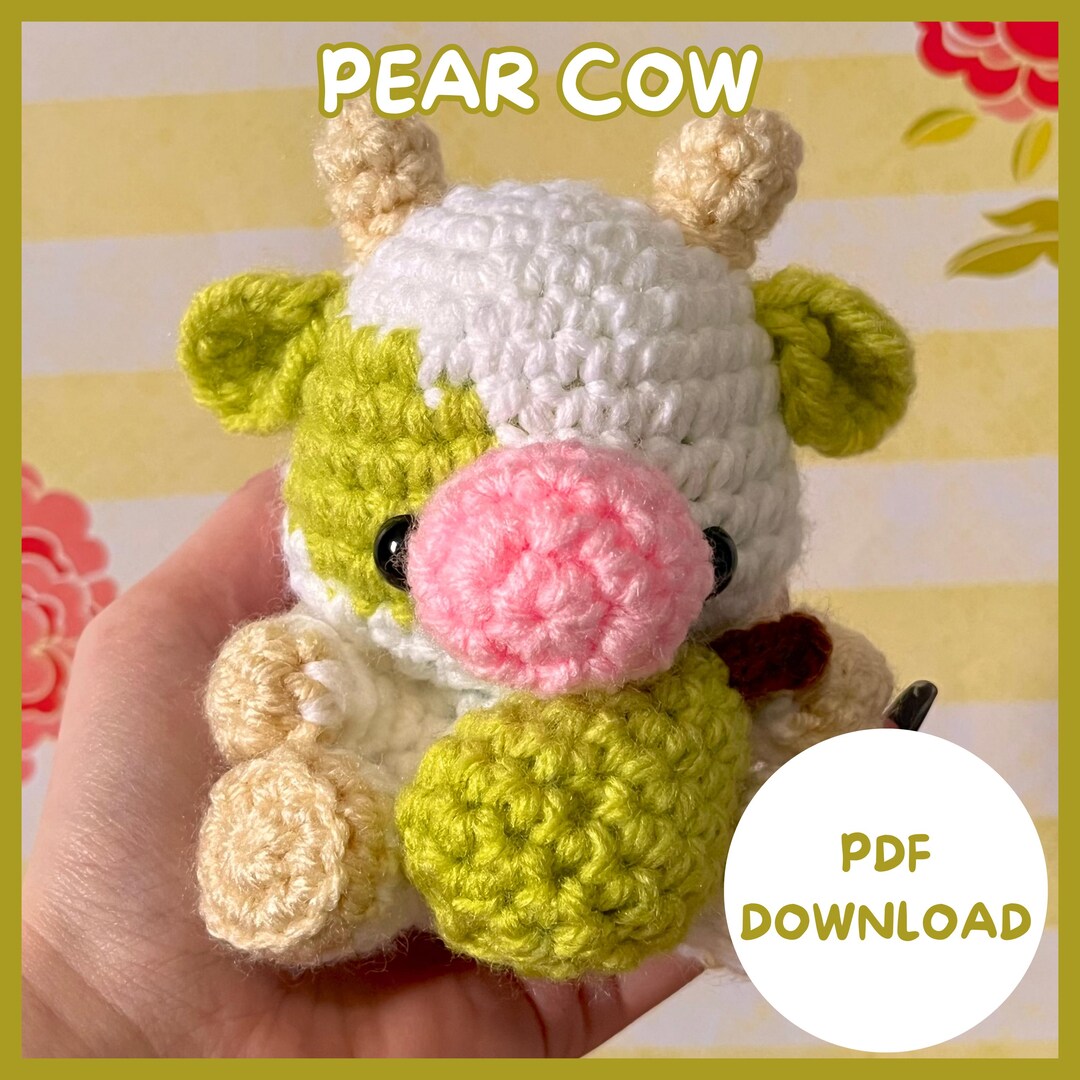 Pear Cow Crochet Pattern PDF Amigurumi Fruit Cow Plush Tutorial Cute ...