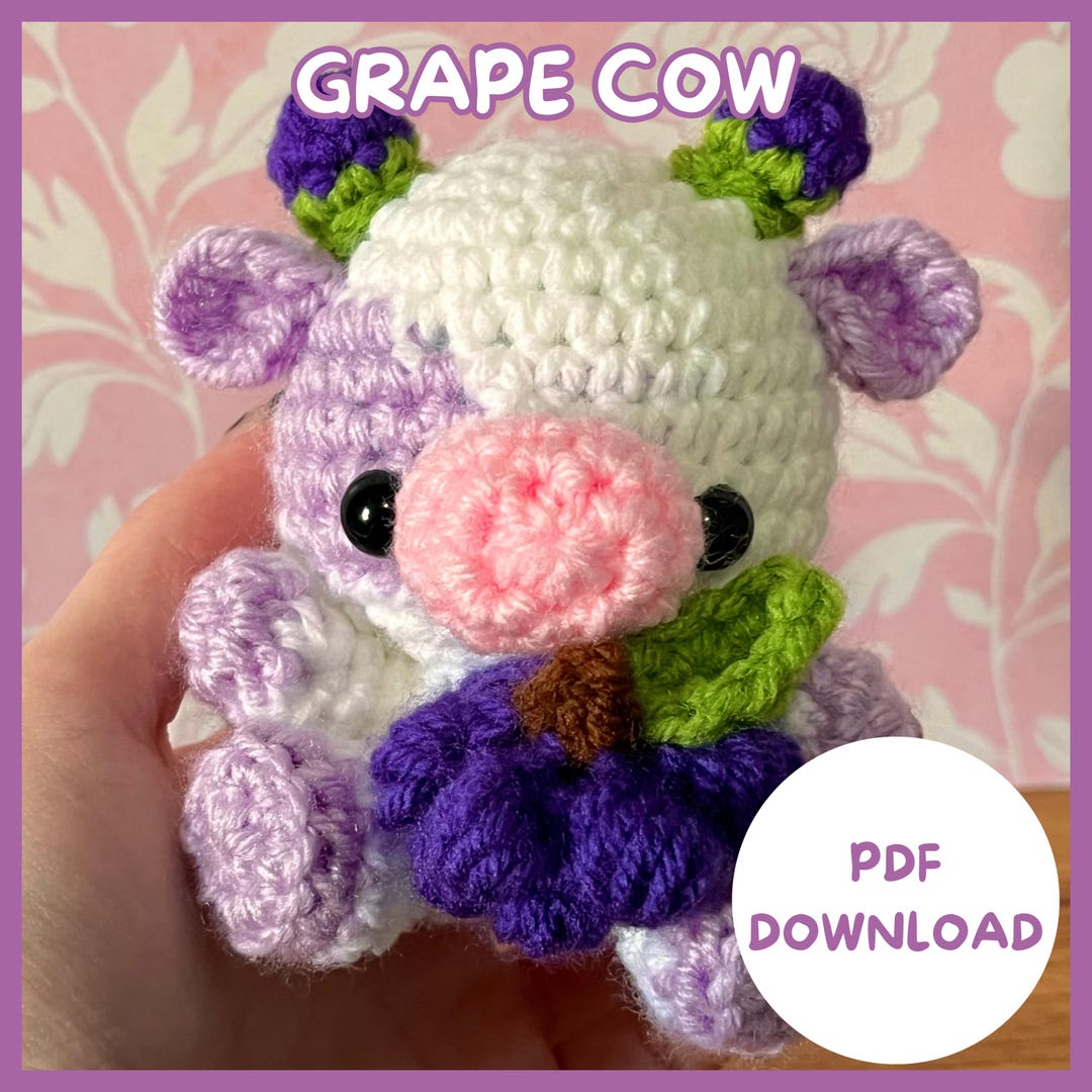 Grape Cow Crochet Pattern PDF - Amigurumi Fruit Cow Plush Tutorial ...