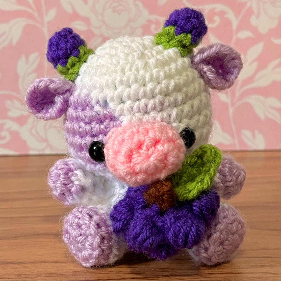 Crochet Grape Cow Plushie: Amigurumi Kawaii Keychain - Etsy