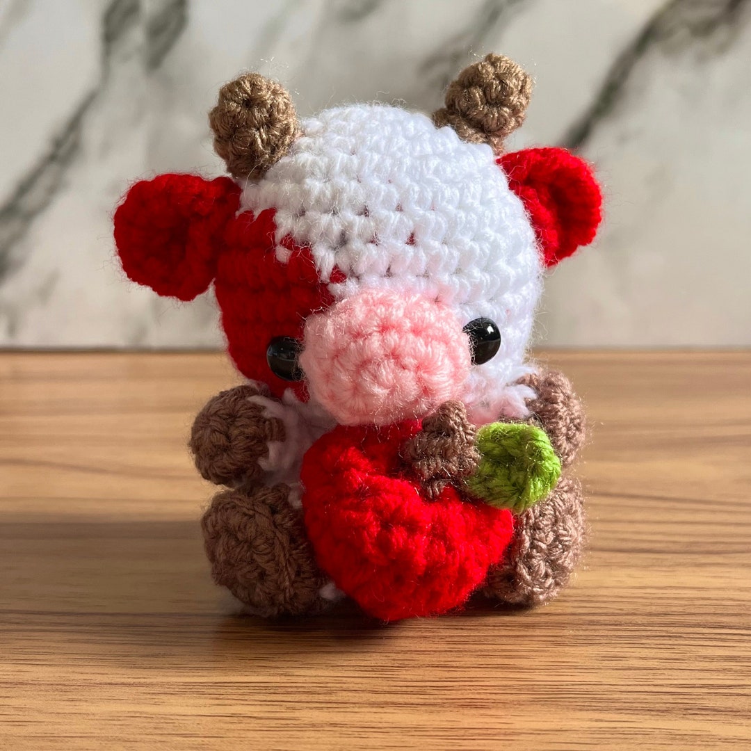 Crochet Apple Cow Plushie Amigurumi Plush Cow Strawberry Plushy Cow ...