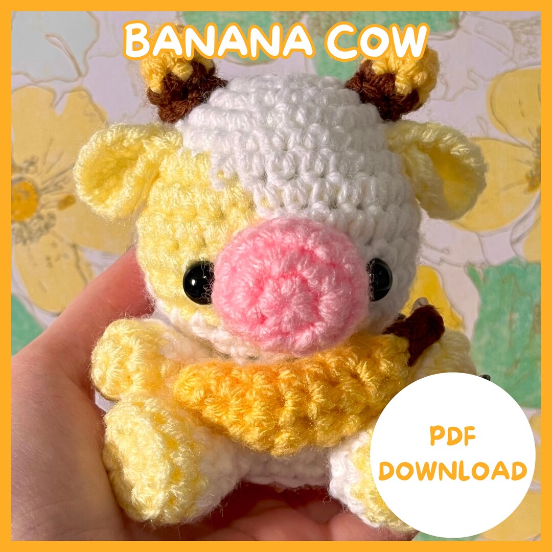 Banana Cow Crochet Pattern PDF Amigurumi Fruit Cow Plush Tutorial Cute ...