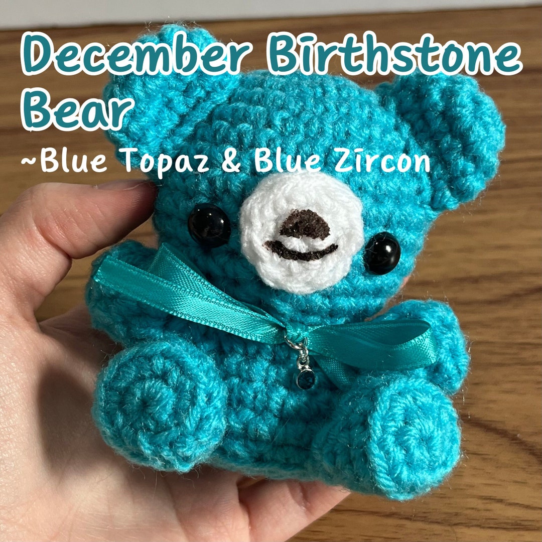 Crochet December Birthstone Bear: Blue Topaz Bear With Bowtie - Etsy