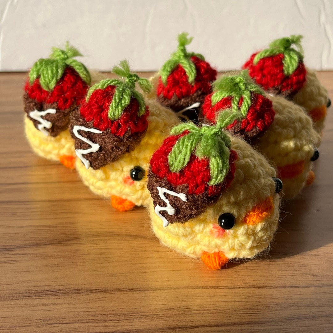 Crochet Duck Plushie: Miniature Acrylic Yarn Duck With Chocolate ...