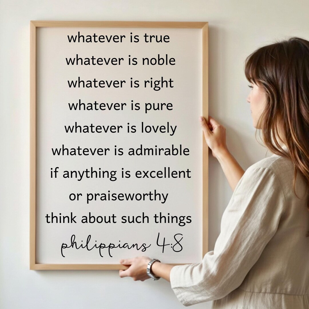 Philippians 4:8 Bible Verse Framed Wall Art | Christian Scripture Faith ...