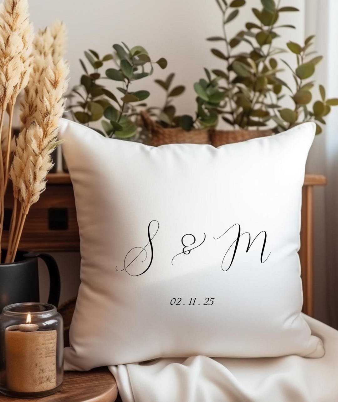 Personalized Couple Pillow With Initials and Date Custom Gift for ...
