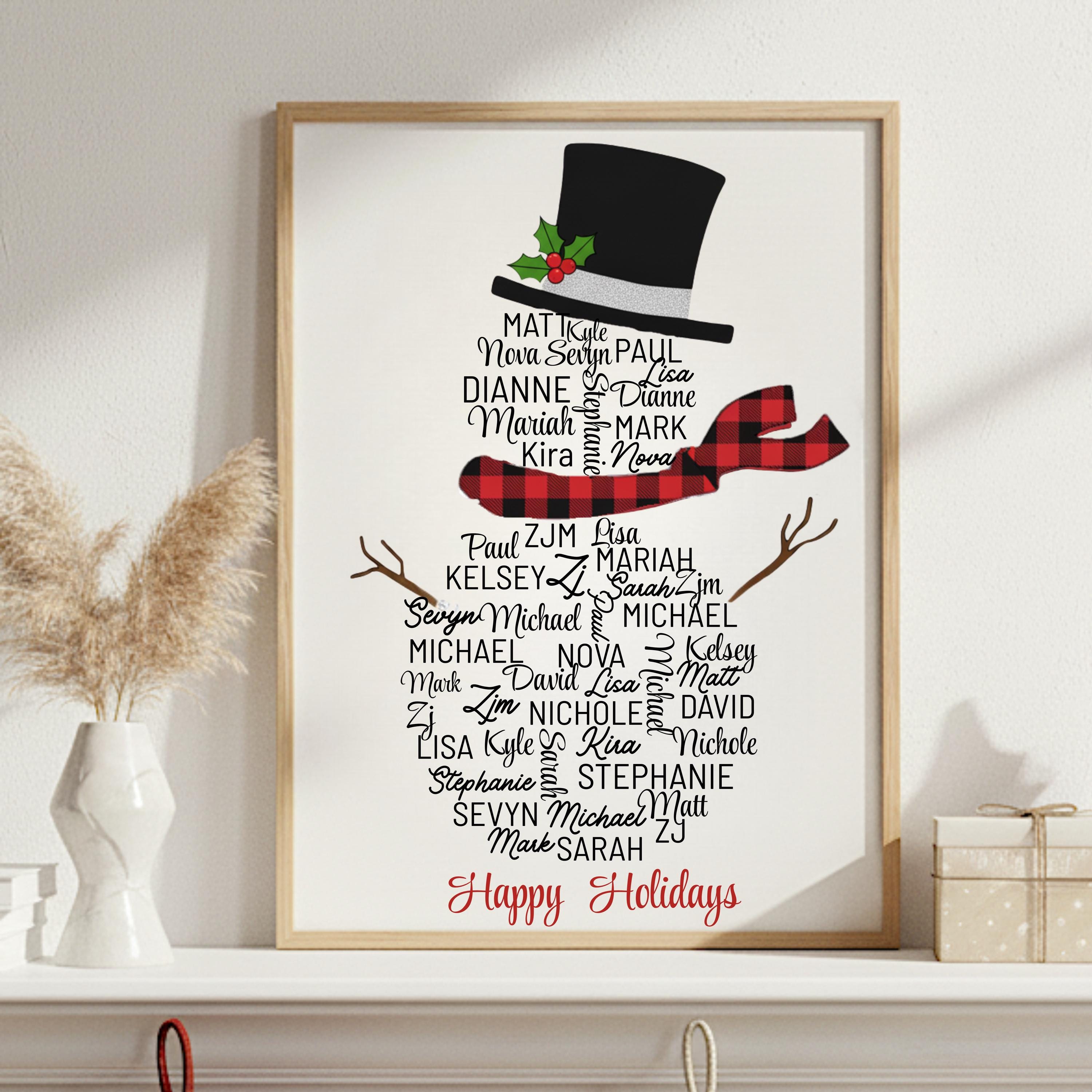 Family Christmas Gift Framed Wall Art With Custom Names Ornament ...