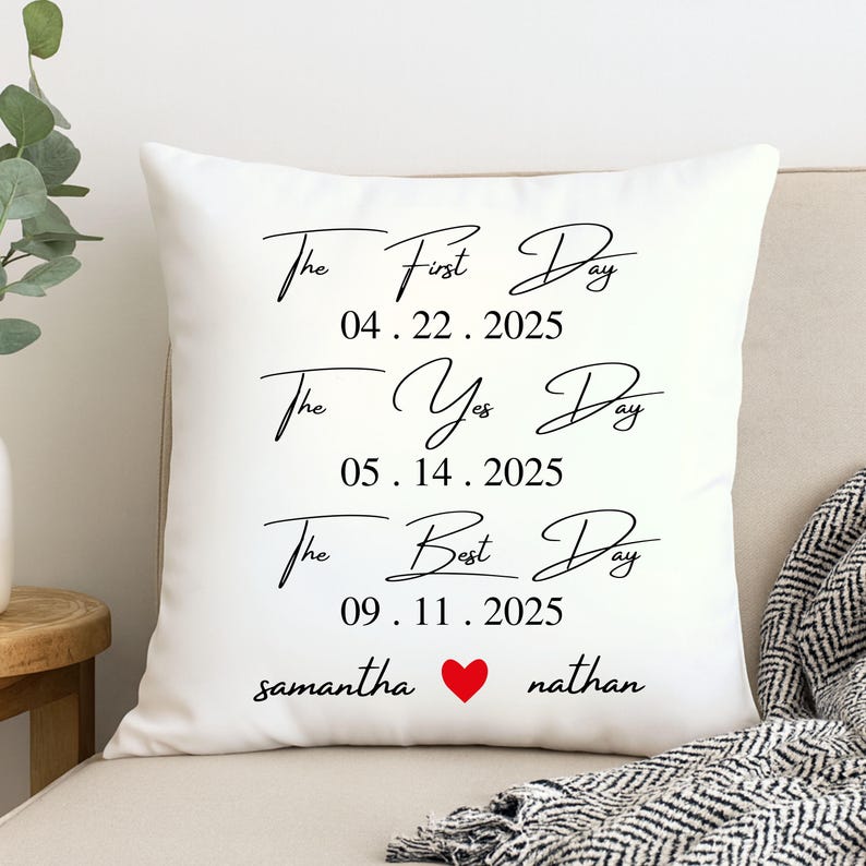 Custom Wedding Anniversary Gift Pillow Personalized Love Story Cushion ...