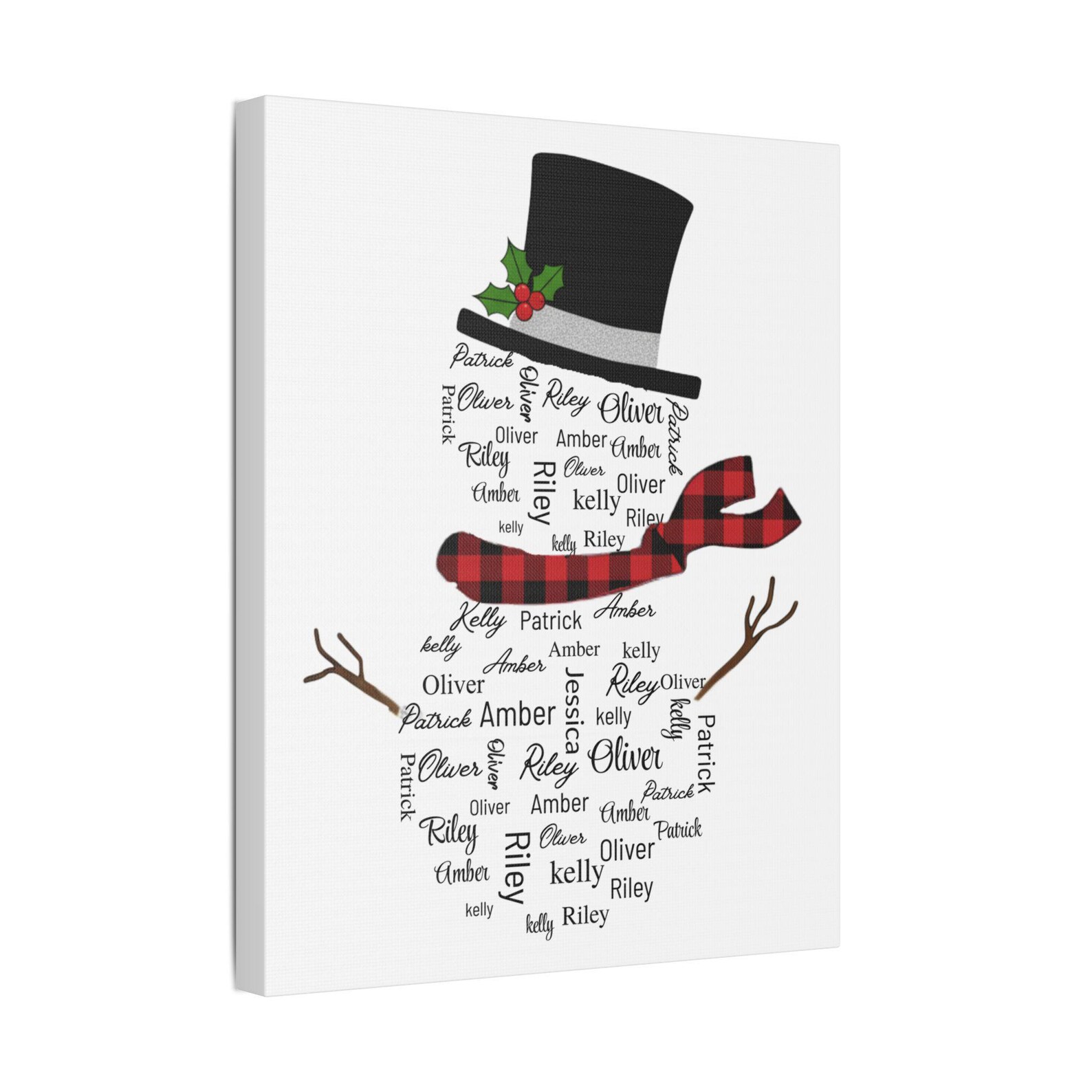 Family Christmas Gift Framed Wall Art With Custom Names Ornament ...