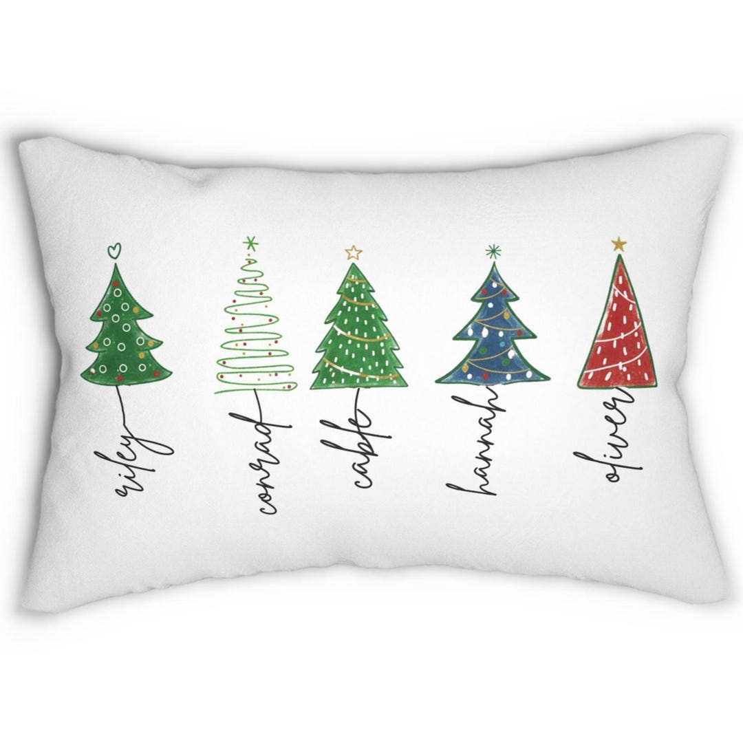 Custom Christmas Pillow Personalized Christmas Tree Family Name Pillow ...