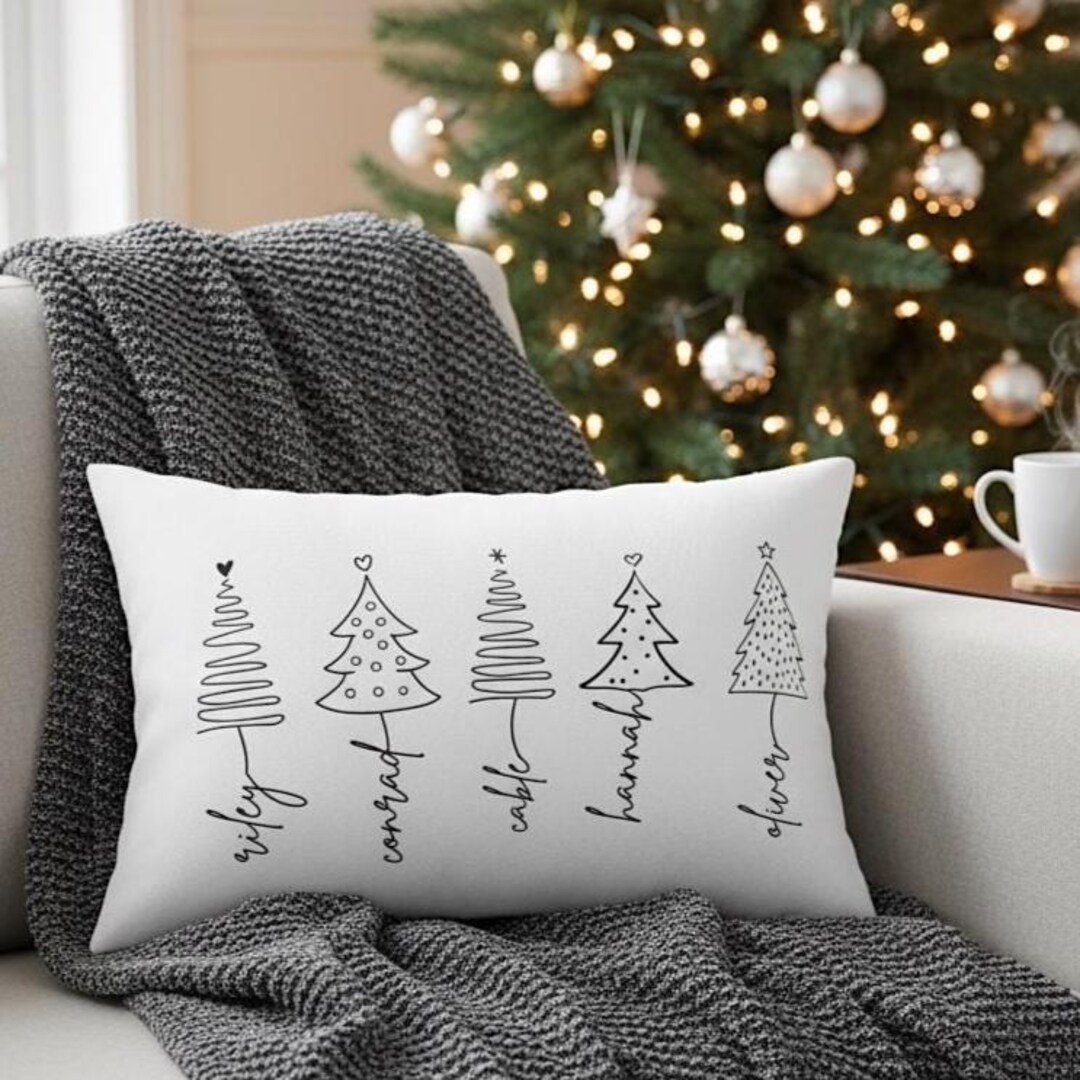 Custom Christmas Pillow Personalized Christmas Tree Family Name Pillow ...