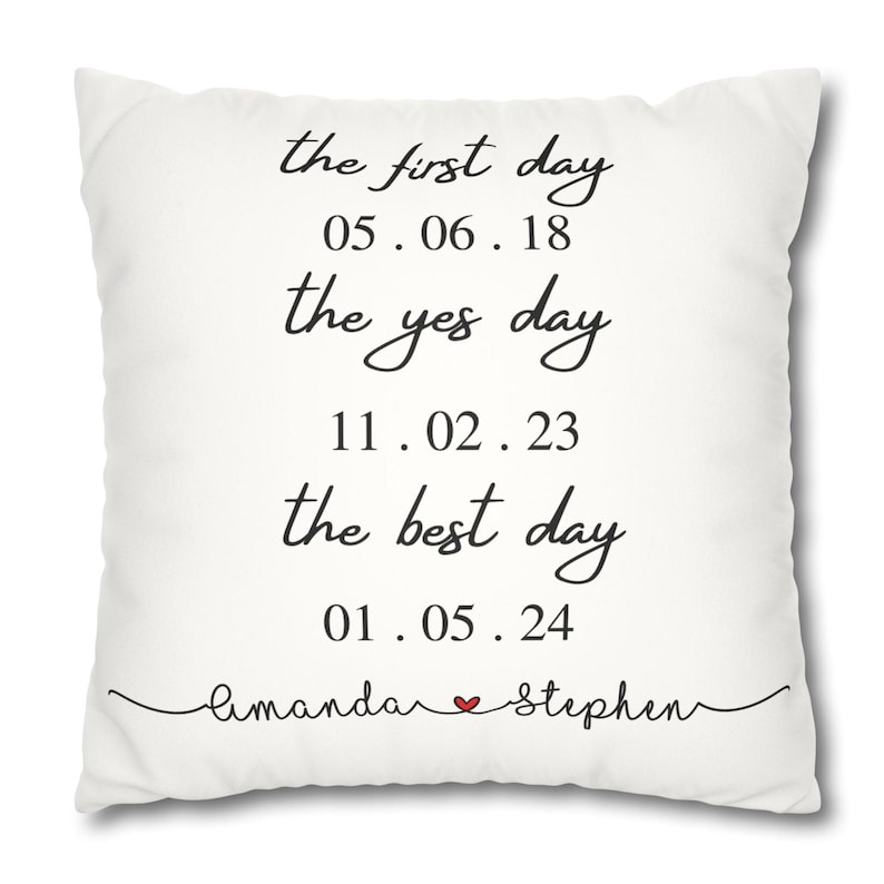 Custom Wedding Anniversary Gift Pillow Personalized Love Story Cushion ...