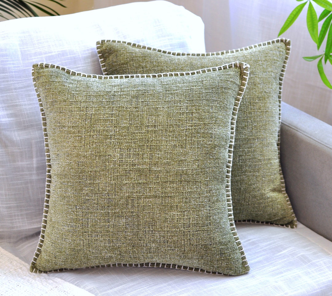 Textured Decorative Throw Pillow Covers Set of 2 Stitched - Etsy