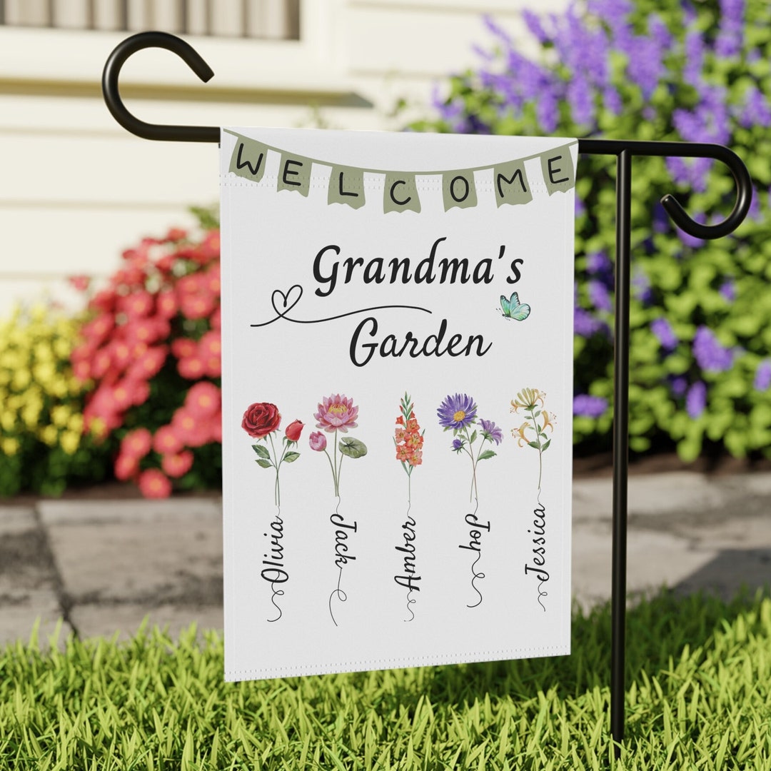 Personalized Mother's Day Gift Welcome to Grandma's Garden Flag ...