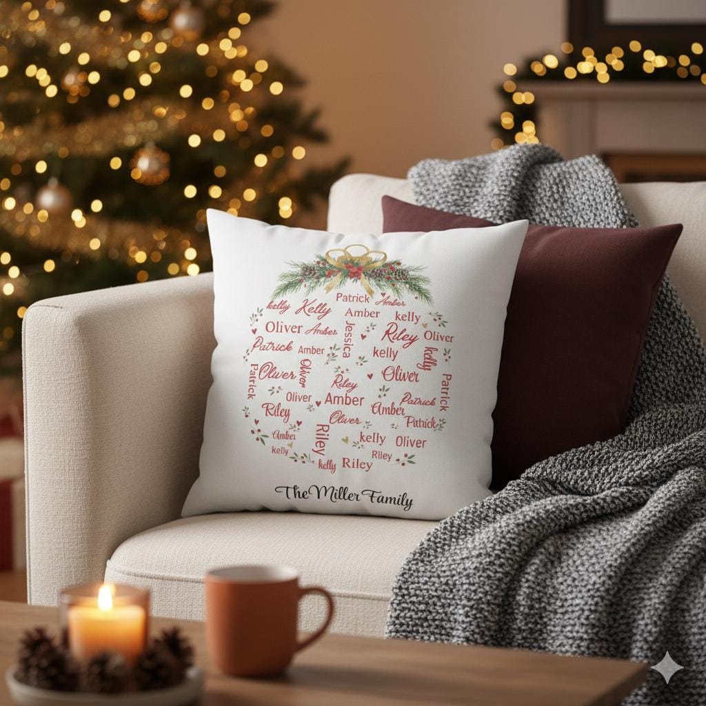 Personalized Family Christmas Ornament / Snowman Pillow Custom Name ...