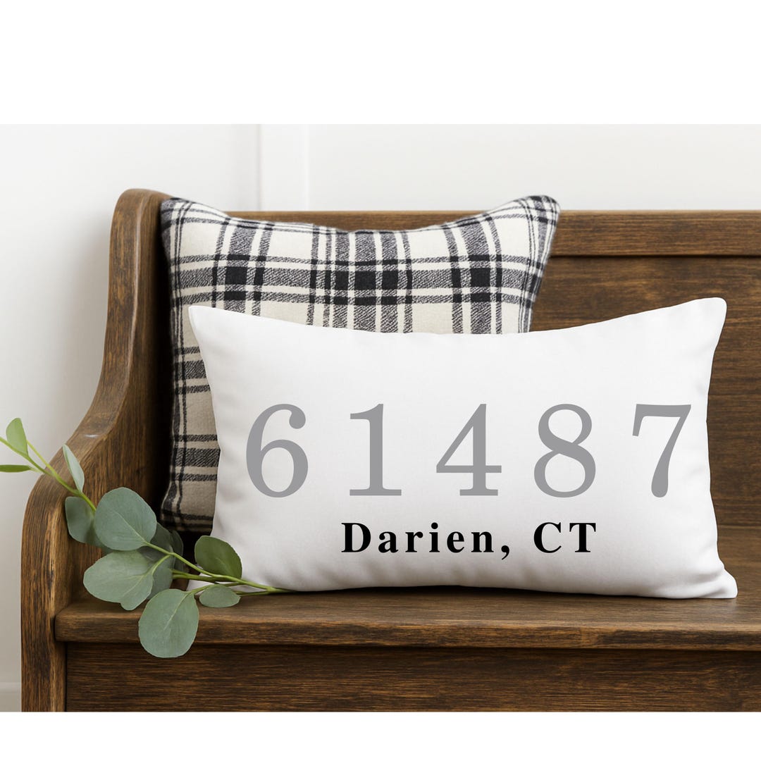 Personalized Zip Code Throw Pillow Custom Decorative Lumbar Pillow for ...