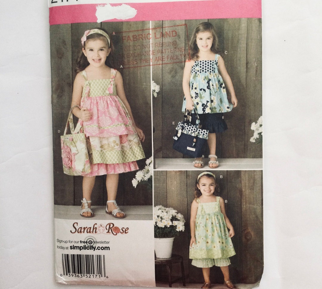 Simplicity 2171 Sewing Pattern for 3-8 Year Old Girl Dress Top Pants ...