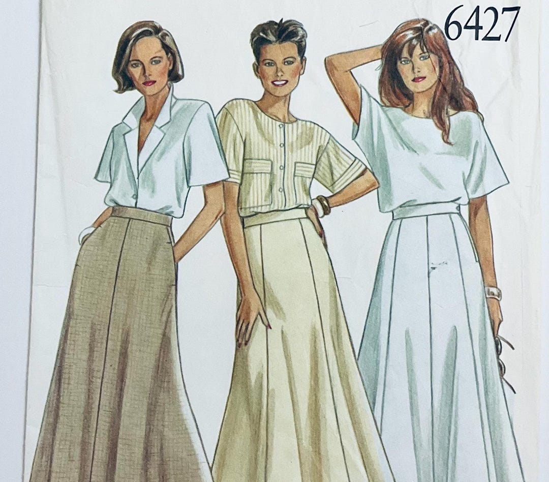 New Look 6427 Vintage 80s Sewing Pattern 3 Styles of Midi-skirts Cut ...