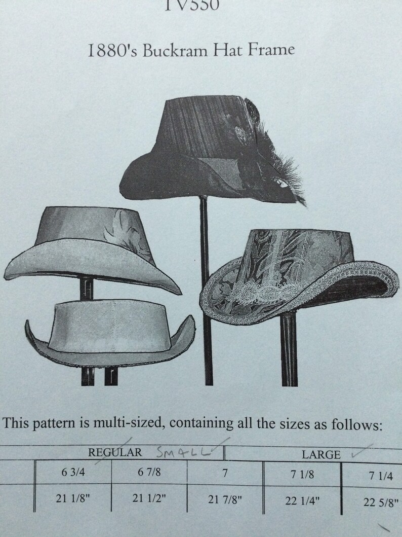Truly Victorian TV550 1880's Style Pattern Buckram Hat - Etsy