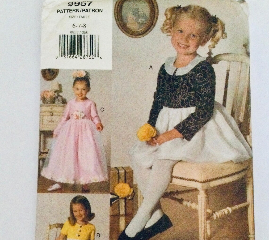 Vogue 9957 Easy Sewing Pattern Special Occasion Dress for 6 7 8 Year ...