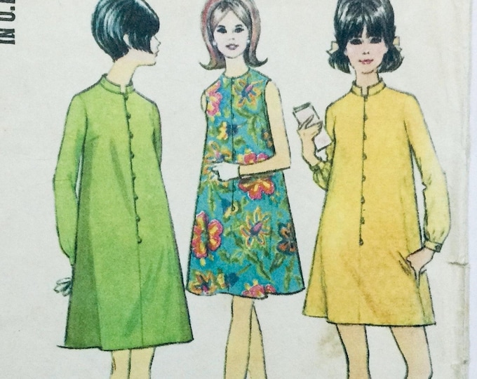 Mccall's 8761 Vintage 1967 Sewing Pattern Misses Dress Bust 34 Cut ...
