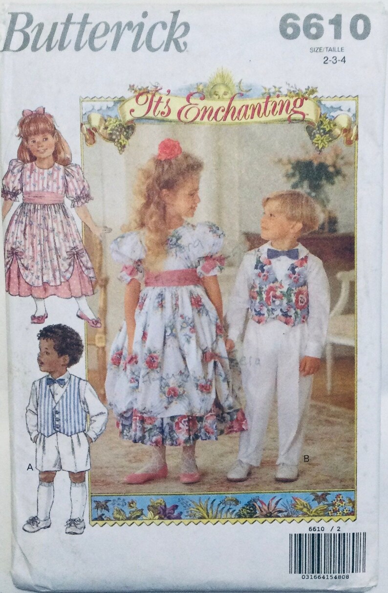 Butterick 6610 Vintage Easy 1993 Sewing Pattern Children's Flouncy ...