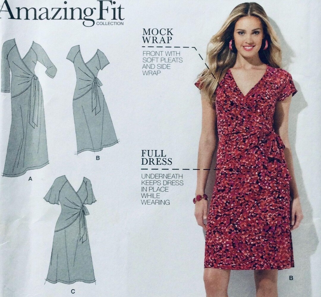 Simplicity 1653 Amazing Fit Mock Wrap Dress Misses' Sizes 10 - 18 ...
