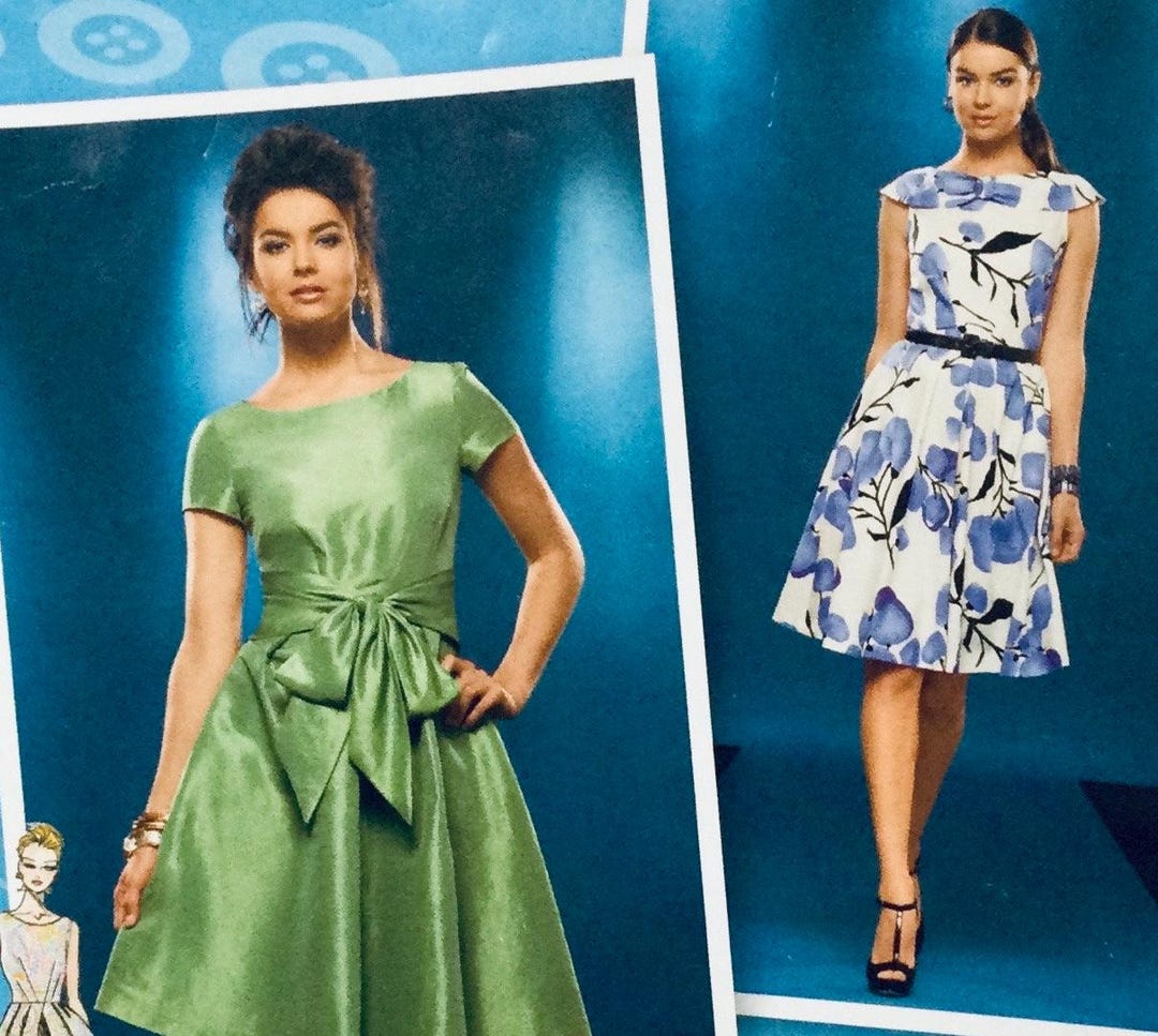 Simplicity 2444 Sewing Pattern Misses' Dress 4-12 Full Skirt, Neckline ...