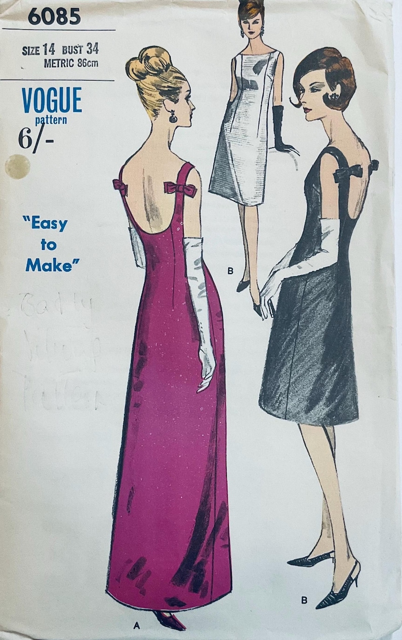 Vogue 6085 Vintage Early 60s Sewing Pattern Easy to Make One Piece ...