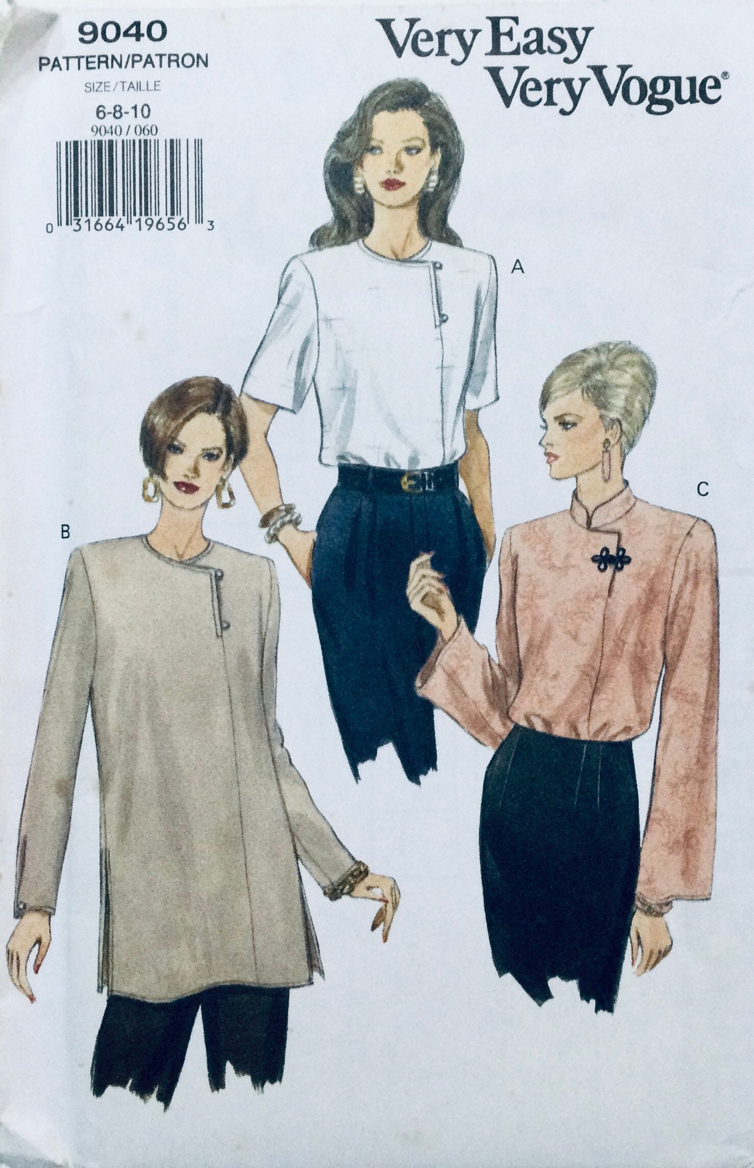 Vogue 9040 Vintage 1994 Sewing Pattern Misses' Very Easy Top and Tunic ...