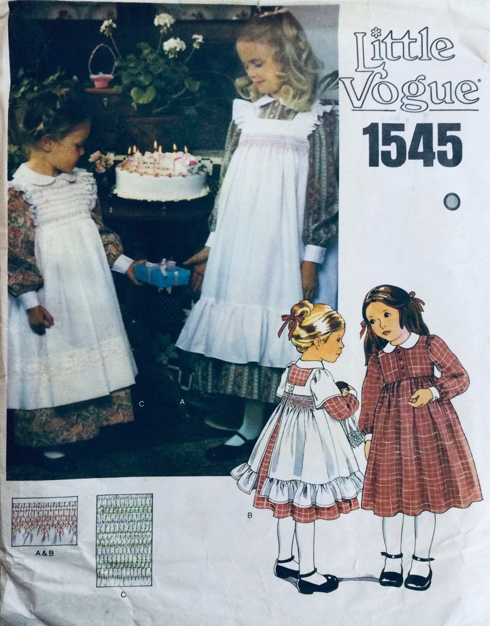 Vogue 1545 Vintage 80s Little Vogue Sewing Pattern Dress and Pinafores ...