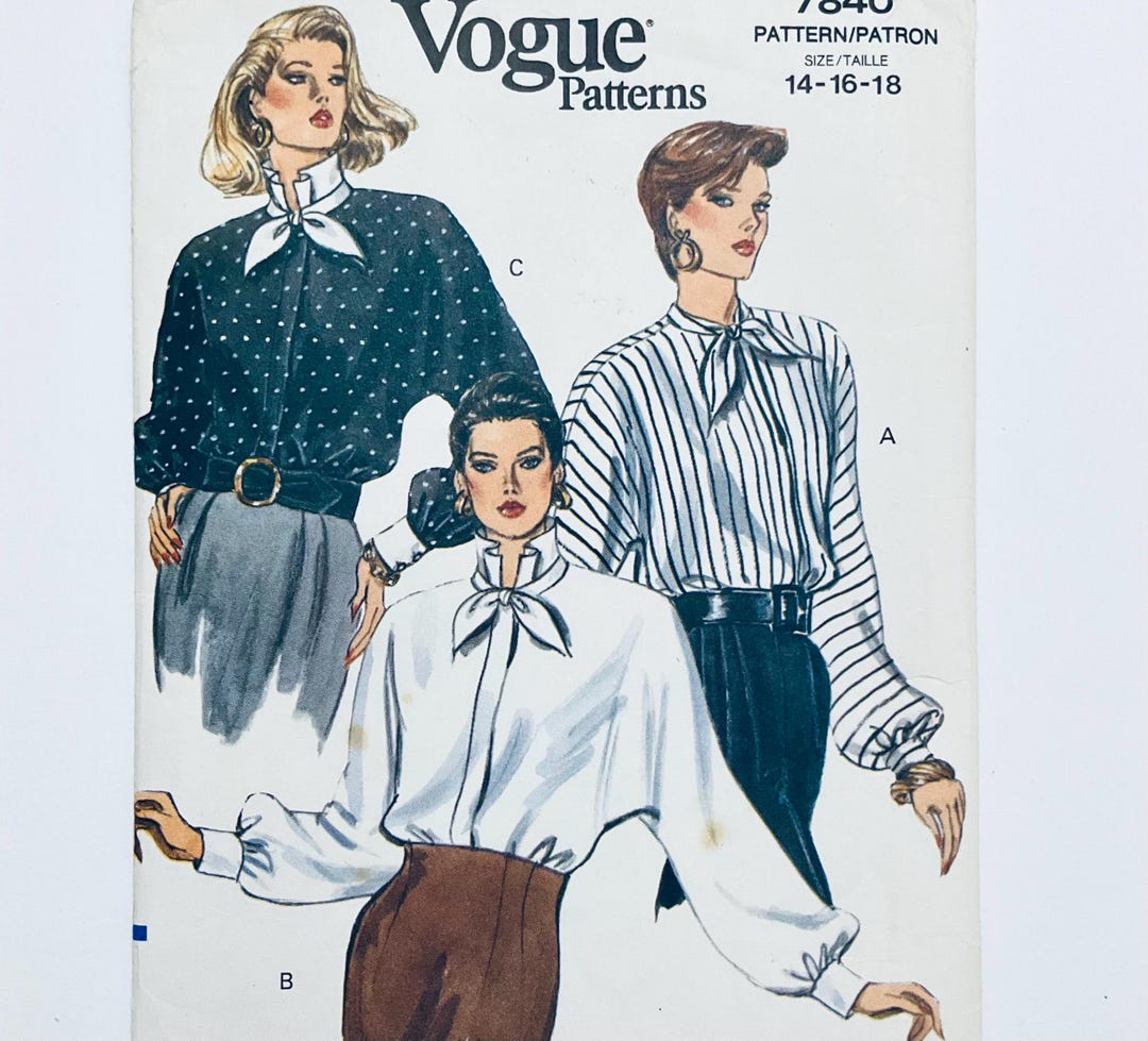 Vogue 7840 Vintage 1990 Sewing Pattern Misses' Loose-fitting Blouse 14 ...