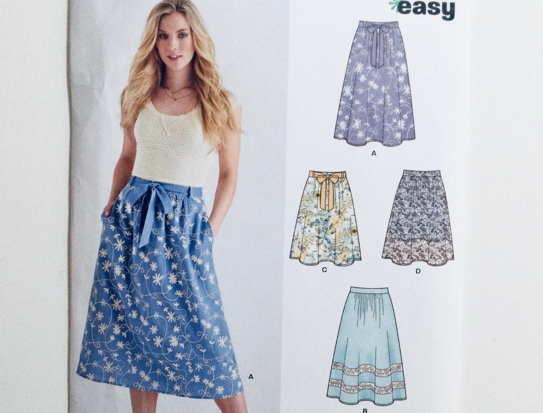 New Look 6437 Easy Sewing Pattern for Misses' Skirts and Tie Belt Sizes ...