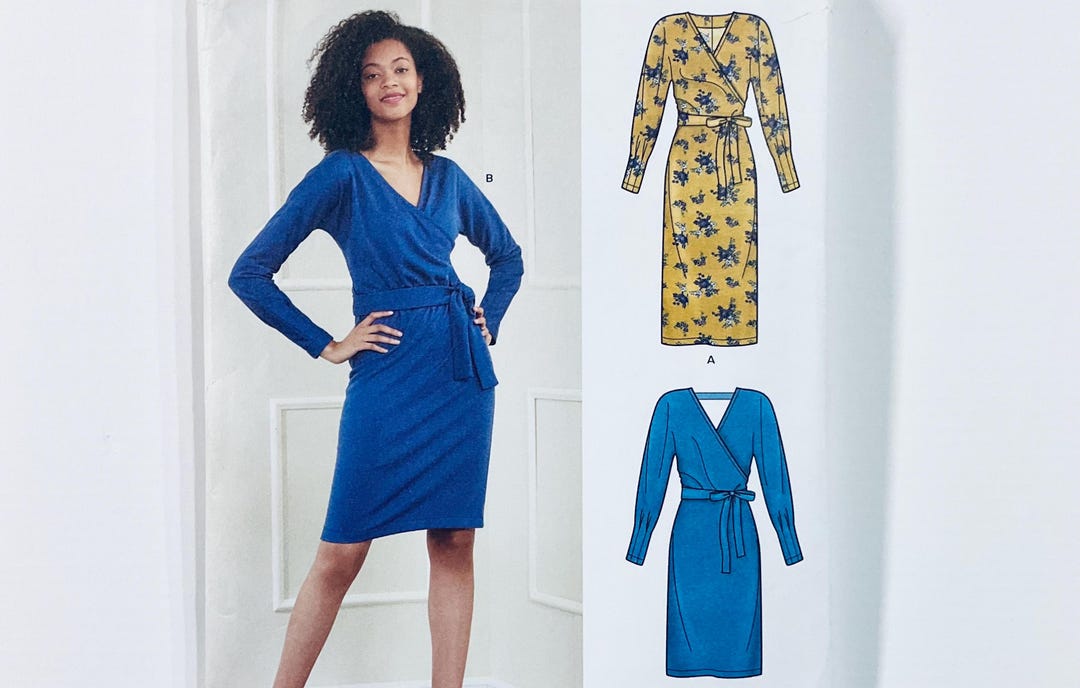New Look 6680 Sewing Pattern Misses Wrap Top Dress for Stretch Knit ...