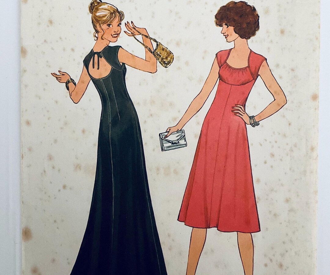 Simplicity 7806 Vintage 1976 Sewing Pattern Misses Dress With Gathered ...