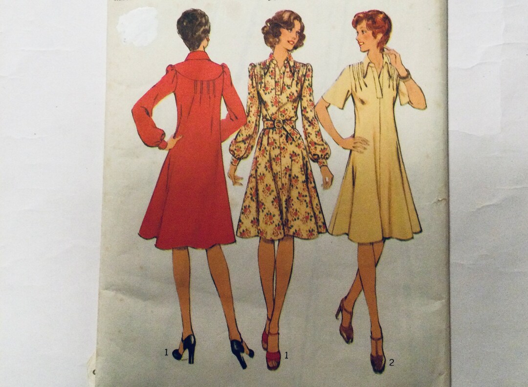 Style 1077 Vintage 1975 Sewing Pattern Misses' Dress With Tucks Size 34 ...
