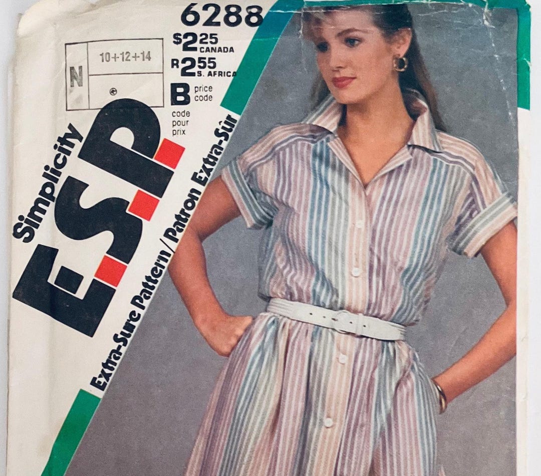 Simplicity 6288 Extra-sure Vintage 1983 Sewing Pattern Misses' Dress to ...