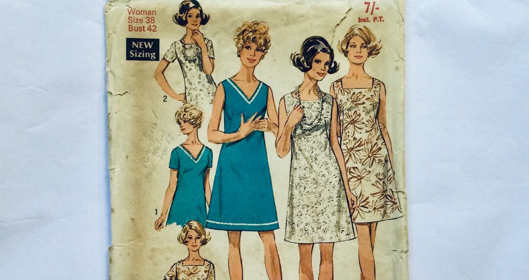 Simplicity 8266 Vintage 1969 Sewing Pattern Woman's Dress Bust 42 Cut ...