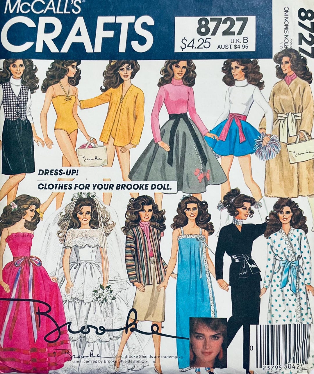 Mccall's 8727 Vintage 1983 Sewing Pattern for Dolls Clothes for Brooke ...