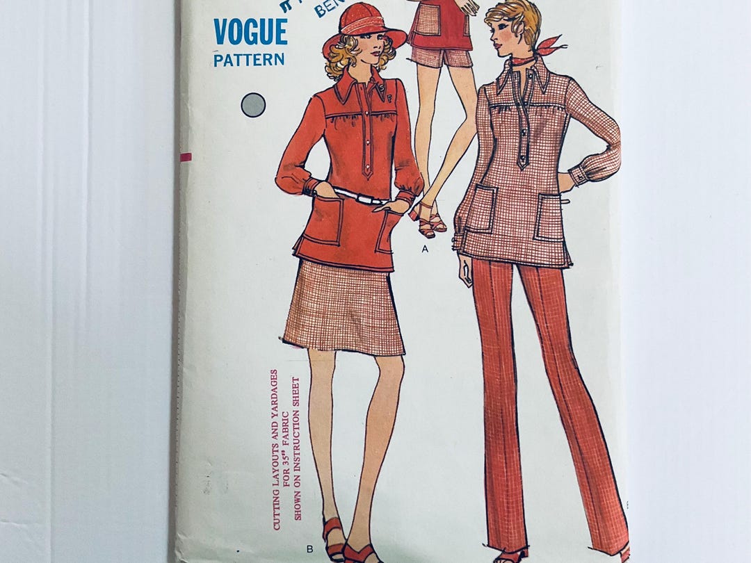 Vogue 8289 Vintage Early 70s Sewing Pattern Top (used), Pants, Skirt ...