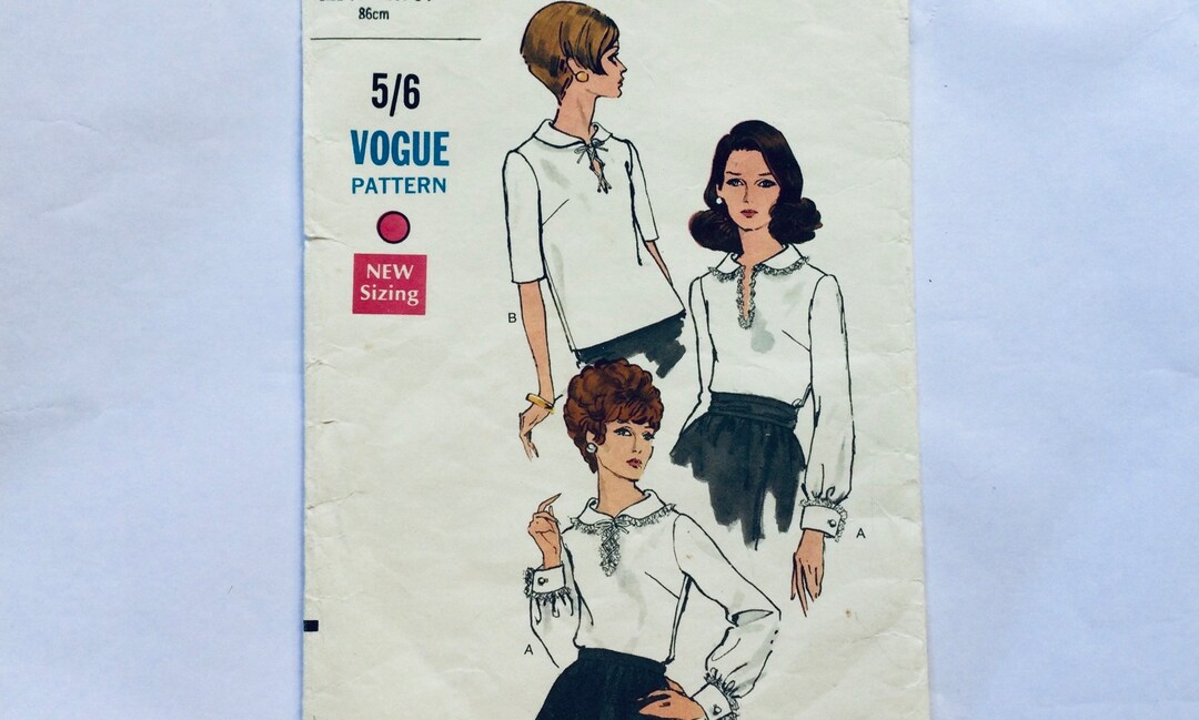 Vogue 7445 Vintage 1968 Sewing Pattern Misses' Blouse in Three Styles ...