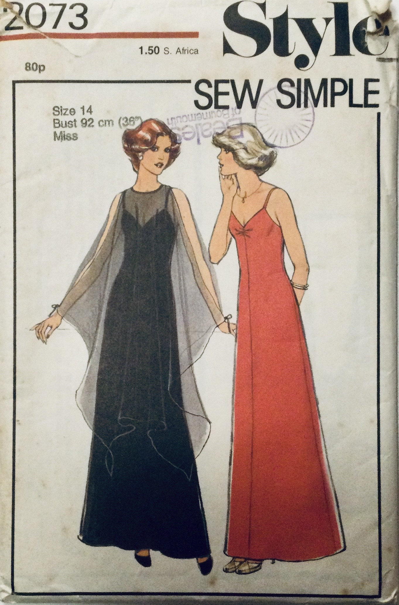 Style 2073 Vintage 1977 Sewing Pattern Misses Sew Simple Evening Dress ...